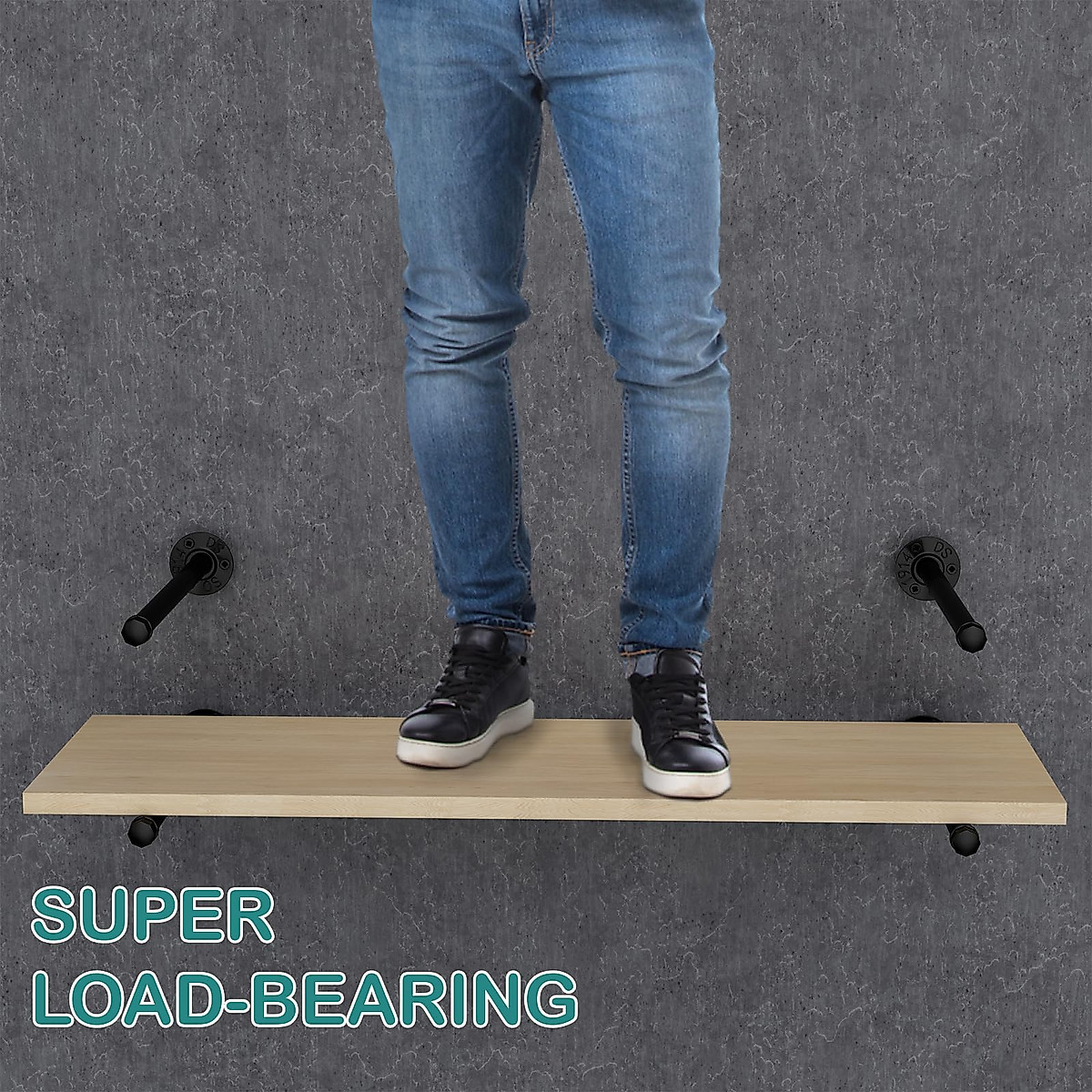 ETELI Lumber Storage Rack Wall Mount Wood Storage Racks with 6-Level System Wood Organizer Utility Racks Shelf Holds Up 1200 Lbs for Indoor and Outdoor Use