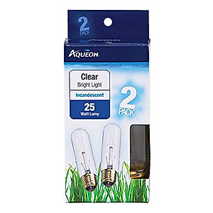 Aqueon Incandescent Tubular Bulb Replacements, Clear Bright Light, 25 Watts, 2 Pack