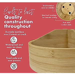 HinterHill 3-in-1 Adjustable Lazy Susan Pantry Organizer, 12" Bamboo Kitchen Cabinet Organizer for Pantry Organization and Storage, Lazy Susan for Cabinet, Countertop, Bathroom, Spices, Snacks