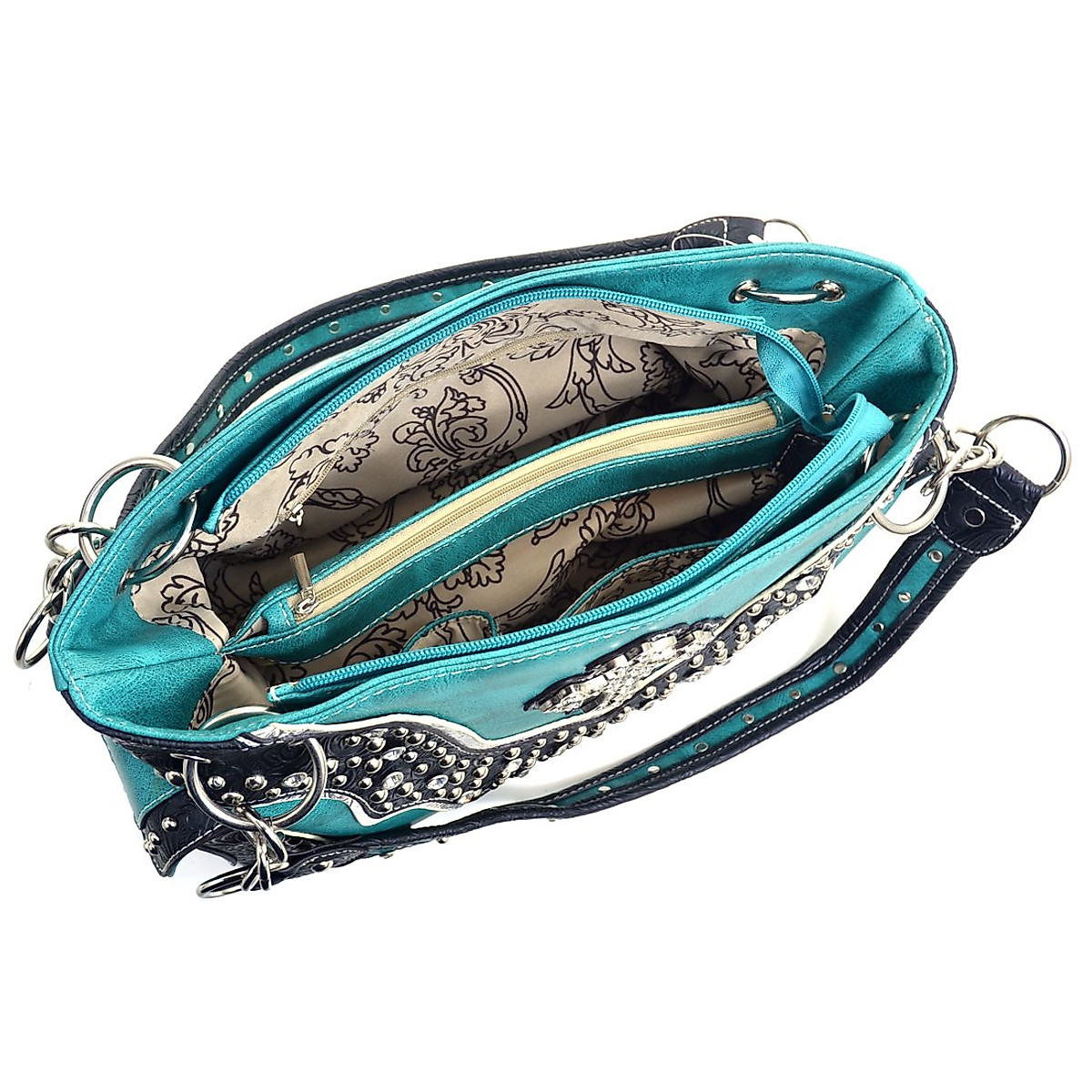 western Aztec Accent Purse Handbag/Wallet Set - Turquoise