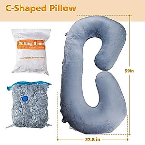 Chilling Home Pregnancy Pillows, C Shaped Full Body Pillow for Pregnancy 59 Inch Maternity Pillow for Pregnant Women, Pregnancy Must Haves Pregnancy Pillows for Sleeping with Removable Cover