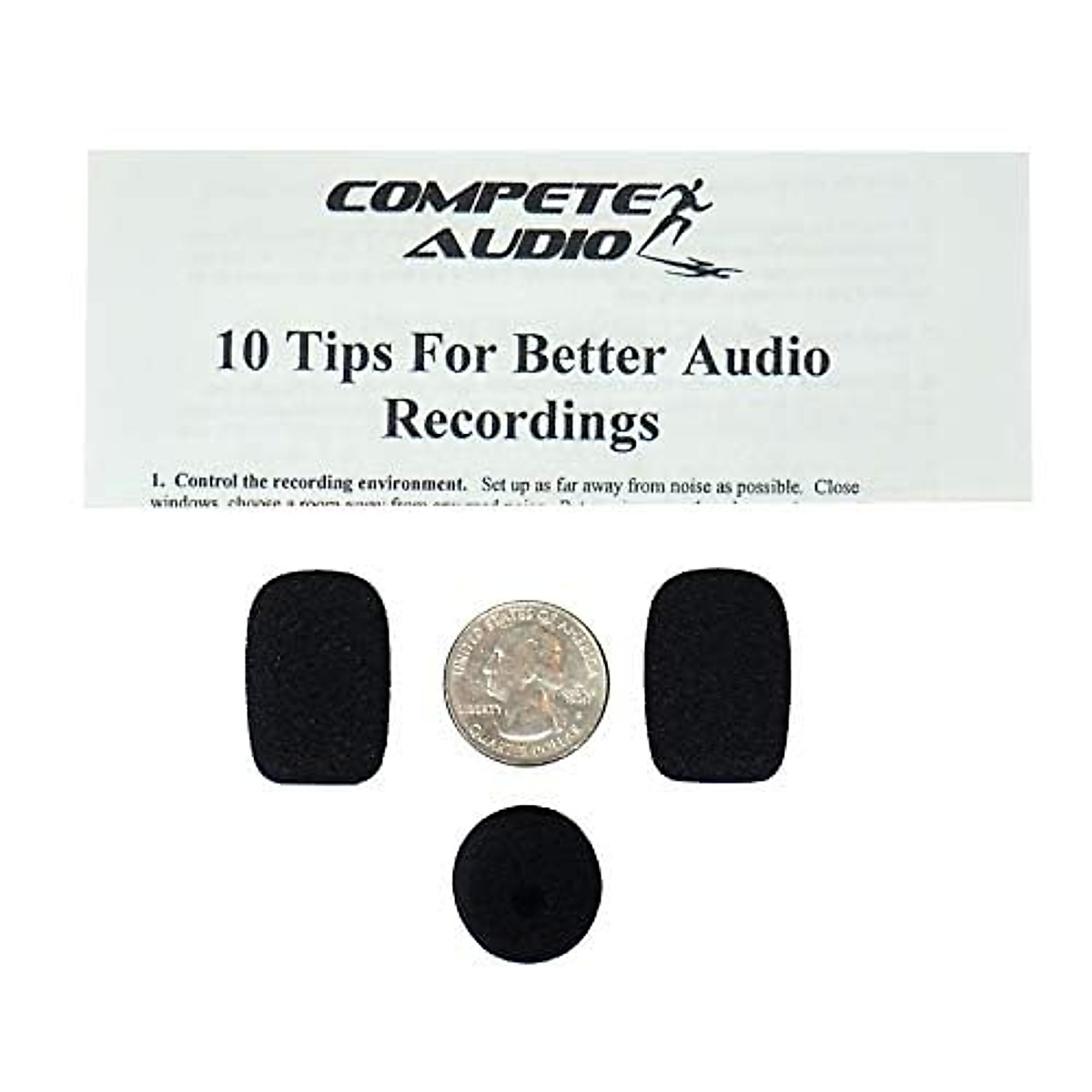 Compete Audio CA525 Small Foam Microphone Windscreens (Microphone Covers) 3-Pack for Telex Airman, Other Headset/Lapel (Lavalier)