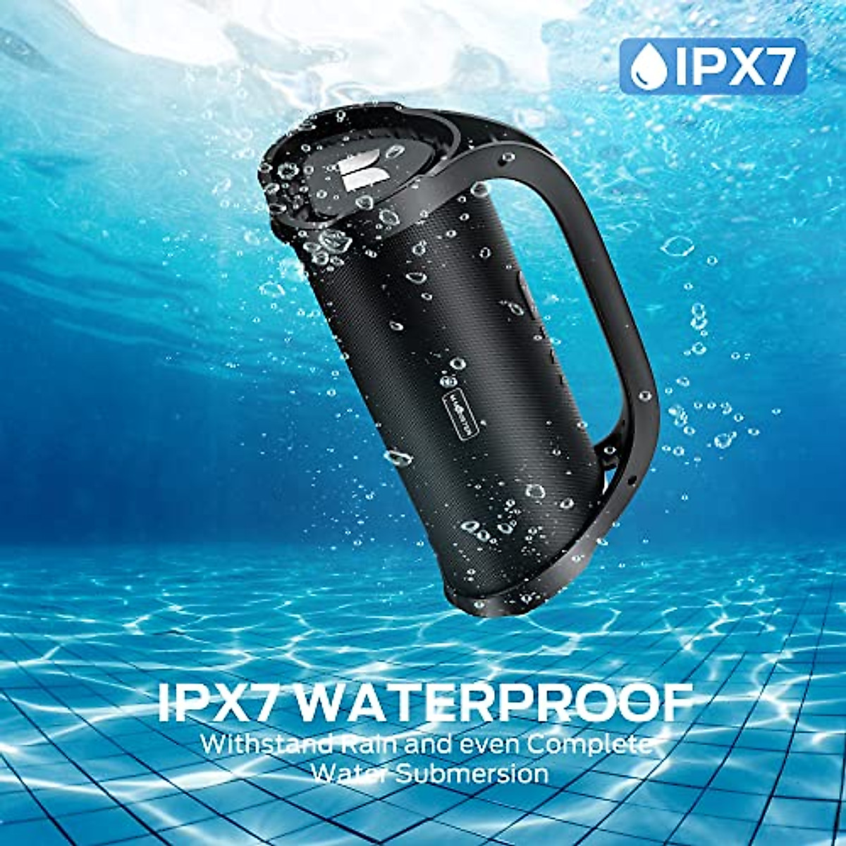 Monster Adventurer Max Bluetooth Speaker, IPX7 Waterproof Outdoor Bluetooth Speakers with Double Subwoofer, 100W Stereo Sound and Rich Bass, Wireless Bluetooth Speakers for Home, Party, Beach