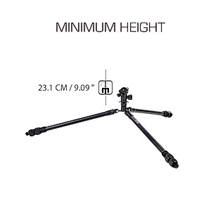 3 Legged Thing Charles 2.0 Aluminium Tripod Kit with AirHed Pro – Adjustable Camera Tripod with 3 Detachable Legs - Darkness (Matte Black) (CHARLESKITDARK2)