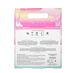 Pacifica Beauty Face Wash Trial Set, Travel Size Toiletries, Sea Foam, Glow Baby, Kale Detox Cleanser, Holiday Gift Set, Skincare Stocking Stuffer, Coconut and Vitamin C, Vegan, 3 Count