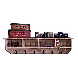Wall Storage Shelf with Cubes, Modern Farmhouse Wall Cubby Coat Rack with Shelf, Wood Wall Shelf with Storage, Coat Rack