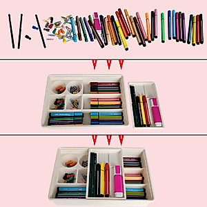 DRWUIS 2 Pack Desk Drawer Organizer Tray Desktop Drawer Organizers Junk Stationery Slides for Studio School Home Office