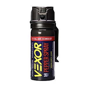 Vexor Police-Strength Pepper Spray 2-Pack with Belt Clip, 20ft Range, 360° Spray, Flip Safety - For Self Defense