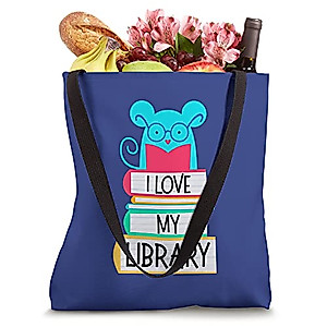I Love My Library Cute Mouse Readers Book Lovers Tote Bag