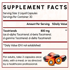 Kroppssund Tocotrienol Supplement Full Spectrum, Cutting-Edge Fusion Technology, Tocotrienol Vitamin E-Tocotrienols 800mg, Highest Absorption Rate - 60 Liquid-Filled Capsules