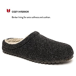 Minnetonka Men’s Corbin Slippers - Fleece-Lined Clog Crafted with Slip-On Design, Fabric Upper, Berber Lining, EVA Midsole, and Water-Resistant Materials, Black, 13