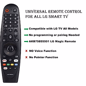 Universal Remote Control for LG Smart TV Magic Remote, Compatible with All Models for LG OLED UHD 4K NanoCell Series Smart TV [NO Voice Function, No Magic Pointer Function]
