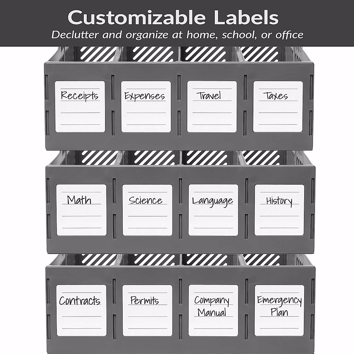 Alfion Collapsible Magazine Holder, 4 Vertical Slots | Modern Color Office Desk Organizer for File Storage (Charcoal Gray)