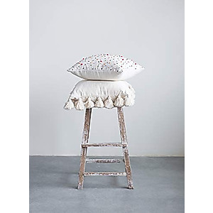 Creative Co-Op Woven Cotton Slub Pillow with Tassels, Cream