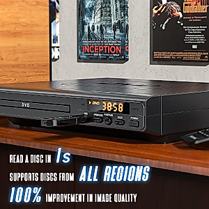 DVD Players for TV with HDMI, DVD Players That Play All Regions, Simple DVD Player for Elderly, CD Player for Home Stereo System, Included HDMI and RCA Cable