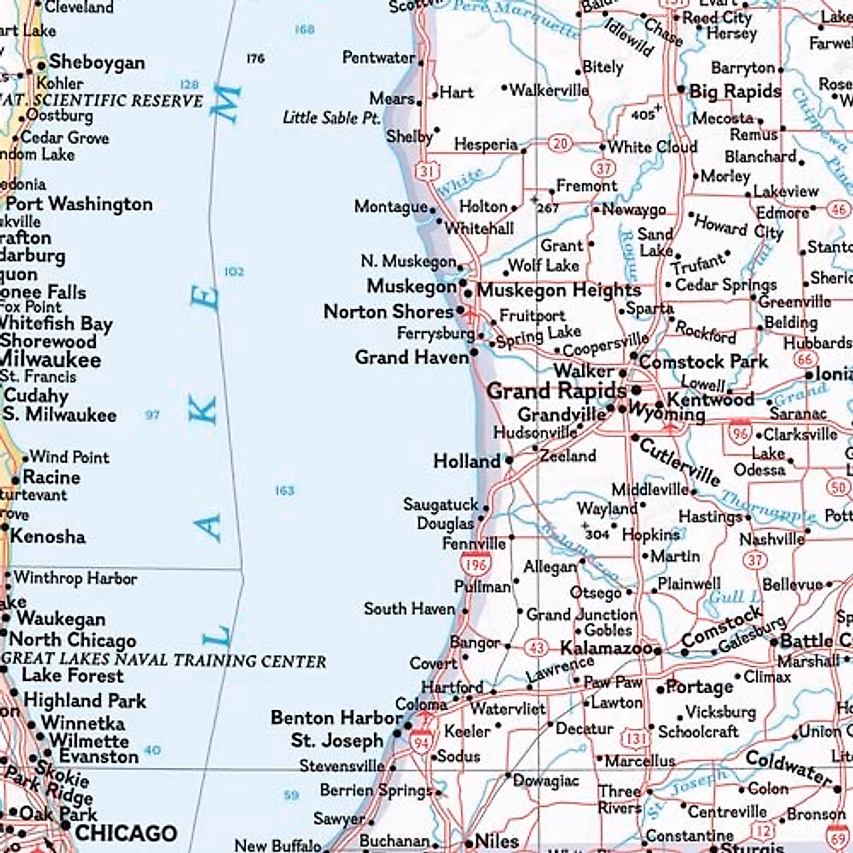 National Geographic Maps: Great Lakes U.S.A Wall Map - 31 x 24 inches - Rolled Canvas