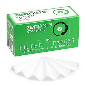 Filter Paper 12.5 cm Lab Fluted Filter Paper for Chemistry, Pre-Pleated (Folded), Qualitative Grade 2 - ZENPORE Slow Flow 125 mm (100 Discs)
