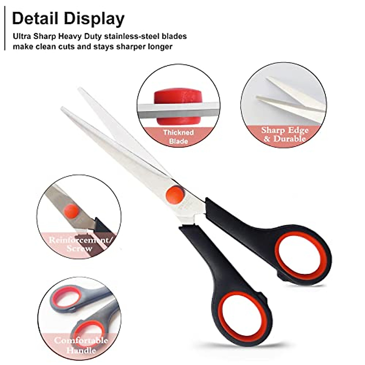 Scissors all Purpose Office Student Scissors 7 Inch Ultra Sharp Shears Comfort-Grip Handles Household Scissors Bulk Sturdy Sharp Craft Supplies - Pack of 12 Right/Left Hande
