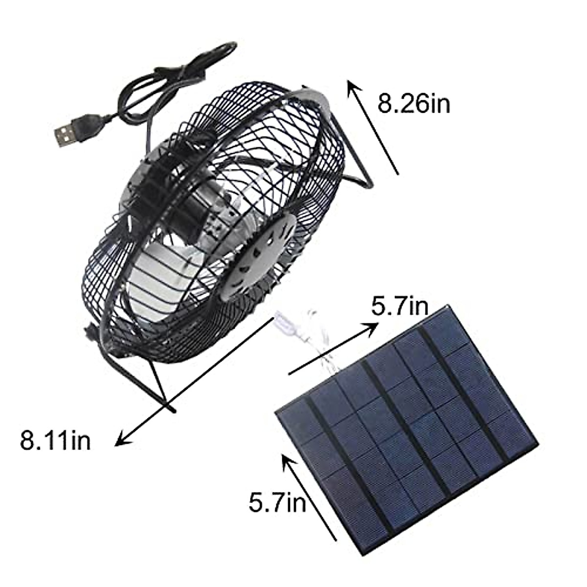 5w Solar Powered Exhaust Fan for Shed Fan Waterproof Solar Powered Fan Kit for Chicken Coop, Pet Houses, and Windows, Solar Fan for Greenhouse USB Solar Roof Fan Cool Stuff