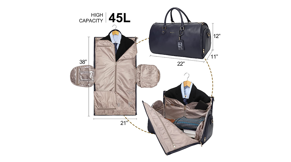 Modoker Leather Garment Bag for Travel - Stylish & Functional