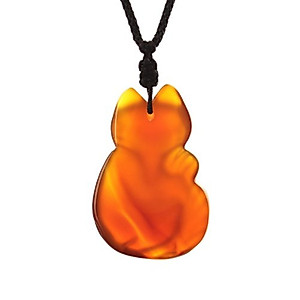 COOLSOME Women's Red Agate Fox Queen Pendant Necklace Grounding Stone Protection (Red Agate)