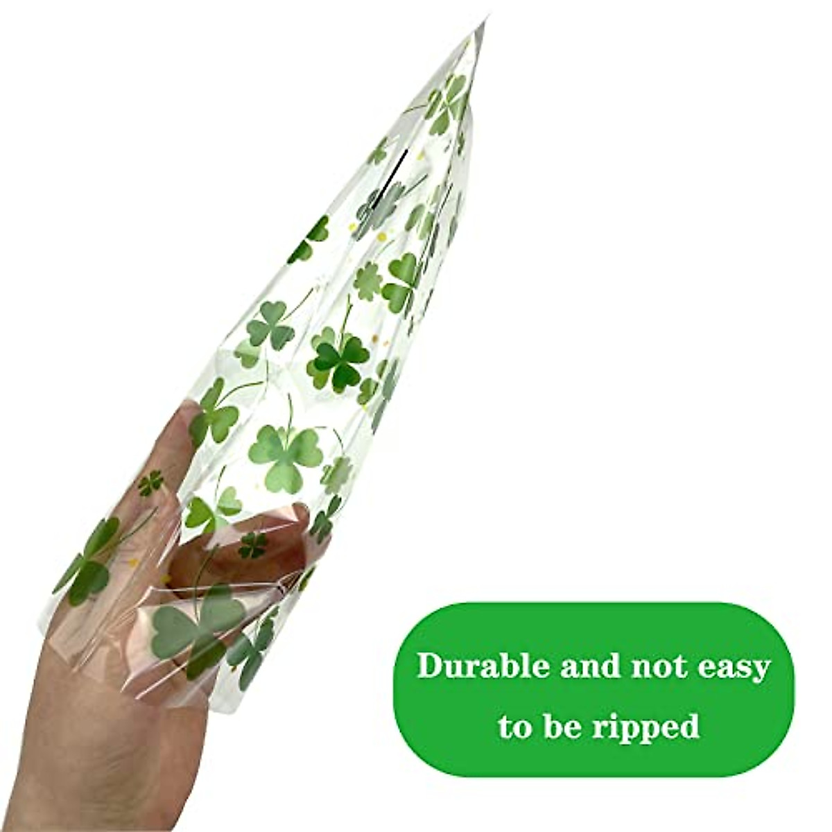 160 Pieces St. patrick's day Cellophane Treat Bags, Irish Lucky Shamrock Plastic Candy Bags Goodie Favor Bags with Ties for Saint Patrick's Day Party Supplies