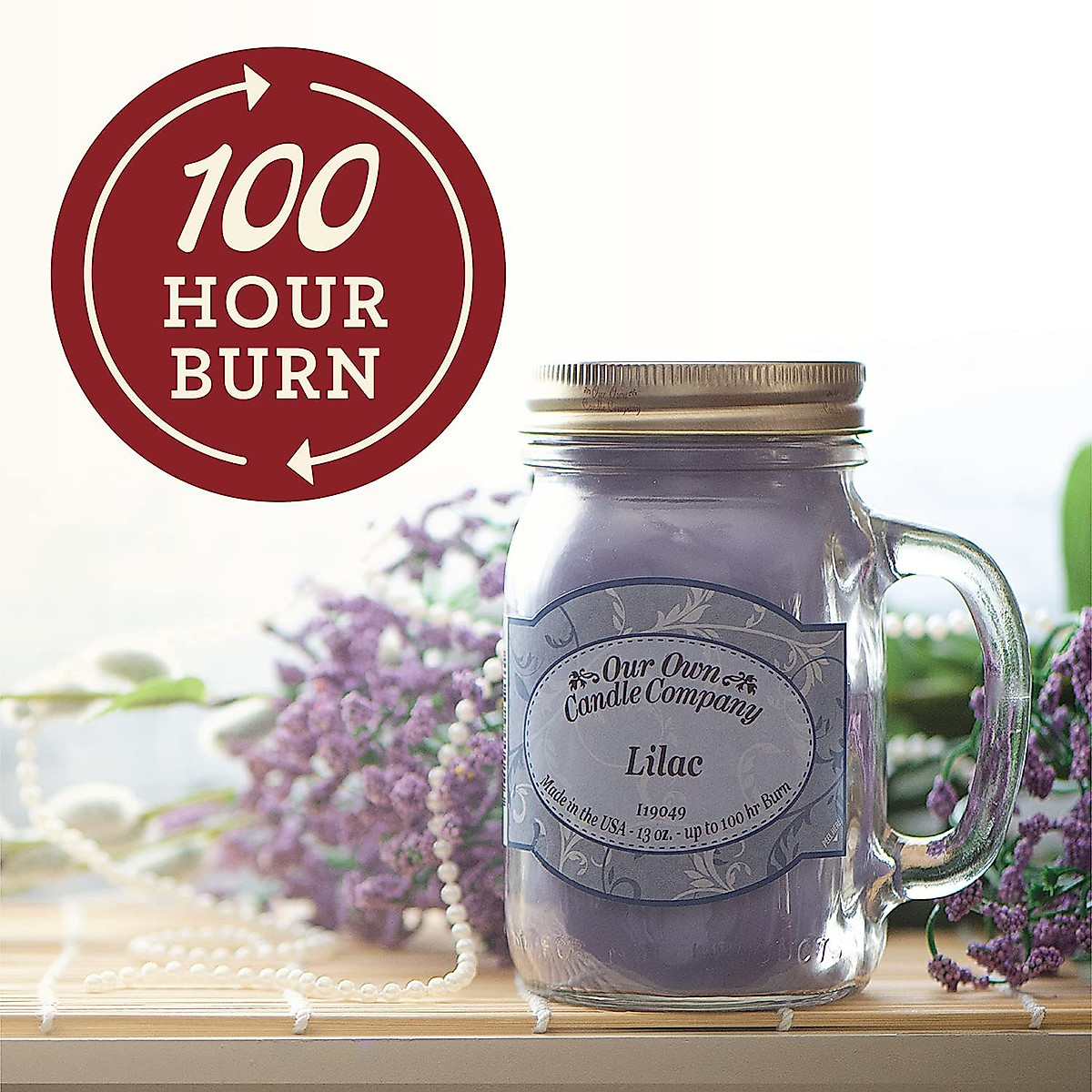 Our Own Candle Company, Vanilla Waffle Cone Scented Mason Jar Candle, 100 Hour Burn Time, 13 Ounces