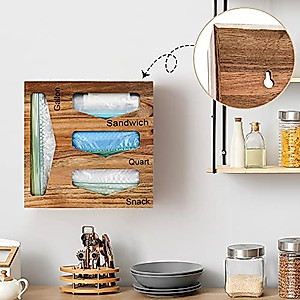 HilarityMax Ziplock Storage Bag Organizer , Premium Acacia Food Bag Organizer for Snack, Sandwich, Quart, and Gallon Size bags, Kitchen Drawer or Wall-Mounted Boxes, 12x12x3 inch