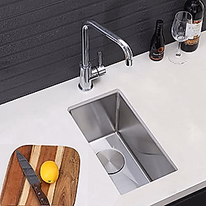 Comllen Bar Sink Undermount, 10 Inch Small Kitchen Sink, 10" x 18" Stainless Steel Wet Bar Sink, 16 Gauge Single Bowl Sink for Outdoor Prep RV Yard Laundry Utility with Drain