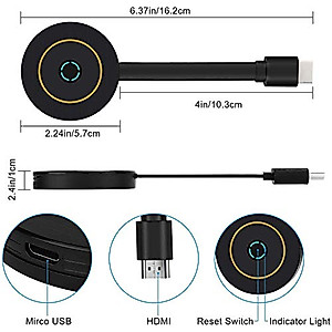 Wireless Display Dongle, 4K WiFi Portable Display Receiver 1080P HDMI Screen Mirroring Compatible with iPhone Mac iOS Android to TV Projector Support Miracast Airplay DLNA No Switching