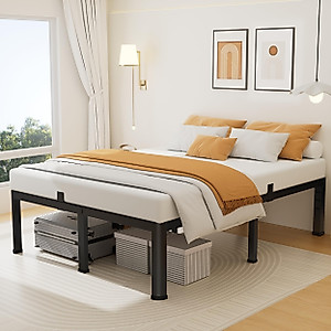 Superay 20 Inch King Size Metal Platform Bed Frame with Round Corners, Storage Space Under High Bed Frame-Heavy Duty Steel Slats Support, Noise Free - Easy Assembly - No Box Spring Needed
