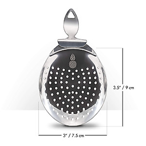 Piña Barware's The Bender - Stainless Steel Commercial Bent Handle Julep Style Cocktail Bar Strainer, Brushed Finish