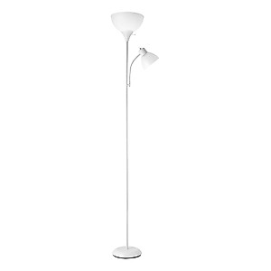 Globe Electric 67136 72" Torchiere Floor Lamp + Adjustable Reading Light, Matte White, Frosted Plastic Shade, 3-Step Rotary Switch on Floor Lamp Socket, Home Improvement, Home Office Accessories