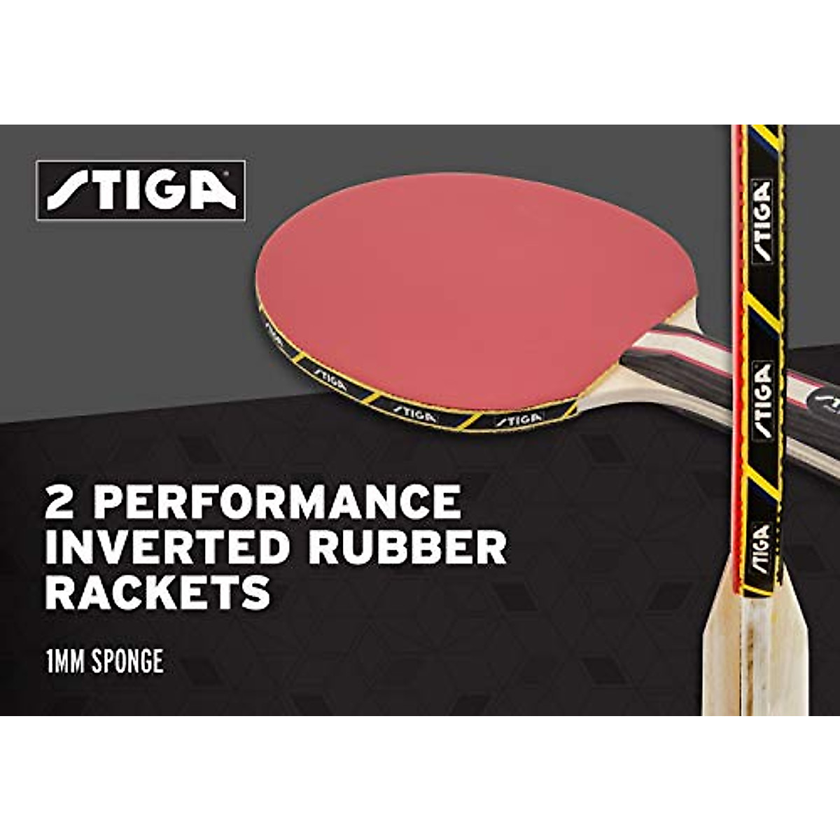 STIGA Performance 2 Player Ping Pong Set – 2 Table Tennis Rackets, 3 – 3 Star Orange Balls Included
