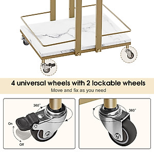 BarberPub Utility Manicure Trolley Metal Storage Rolling Barber Cart with Wheels Multi-Purpose Rack Heavy-Duty Trolley 2033 (White)