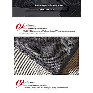 Balcony Privacy Screen Cover, 3.0ft x10ft Fence Screen Balcony Shield Cover UV-Resistant Visibility Reduction Windscreen Garden Fence with Cable Ties (3x10ft, Grey)