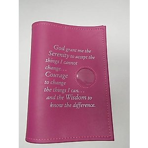 Alcoholics Anonymous AA Big Book Cover Serenity Prayer & Medallion Holder Pink