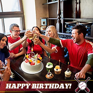 MTLEE Baseball Birthday Number 8 Candle with 10 Long Thin Cupcake Candle Red Baseball Cake Topper Sequins Sports Theme Baseball Birthday Decorations Party Cake Candles for Anniversary Celebrations