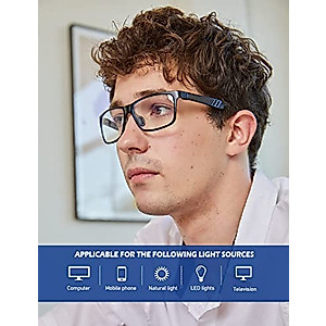 ANYLUV Blue Light Blocking Glasses Men Computer Gaming Blue Screen Glasses Mens Blue Light Blocker Glasses Rectangle Metal frame UV400 Clear Lens