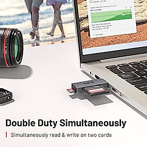SD Card Reader, uni Micro SD Card Adapter, Mini-Size Aluminum USB 3.0 SD Card Reader Support SD, SDXC, SDHC, MMC, Micro SDXC, Micro SD, Micro SDHC and UHS-I Card, Compatible with Mac/Win/Linux