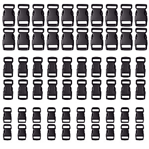 5/8, 1/2, and 3/8 inch(20 Each) Black Plastic Contoured Side Release Buckles for Paracord Bracelets-60pcs