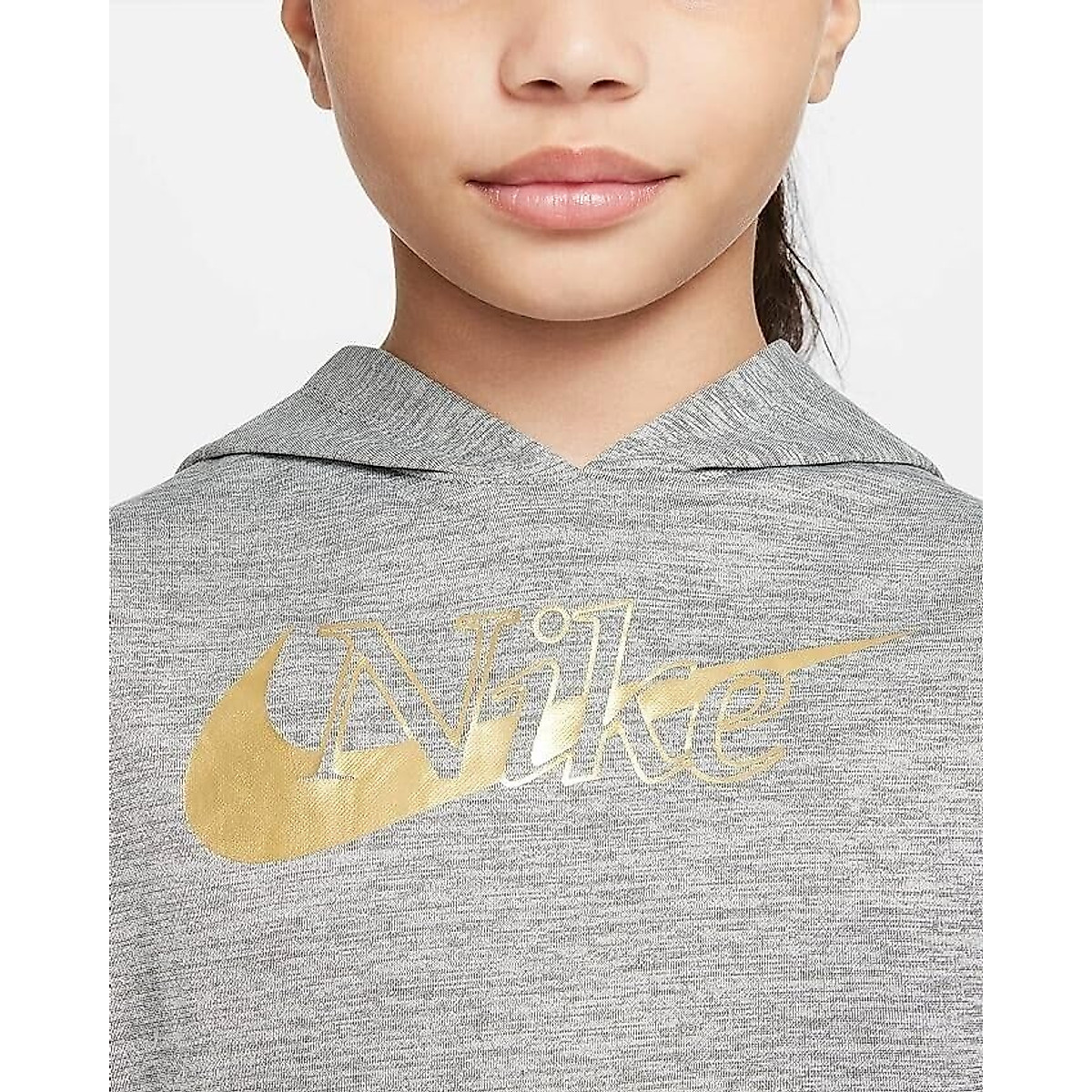 Nike Therma-FIT Big Kids' (Girls') Pullover Hoodie Black Heather (as1, alpha, s, regular, Standard, Black Heather, Small)