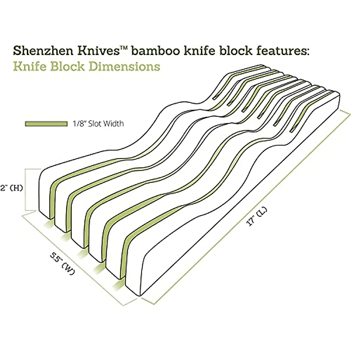 Shenzhen Knives Large In-Drawer Knife Block: 11 Slot (Holds 10-12 Knives) Empty Bamboo Wooden Knife Holder for Kitchen Drawers