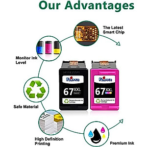 67XL XXL Ink Cartridge Replacement for HP 67XXL 67XL Black Color Combo Pack 67XXL with Hp DeskJet 2755 2732 2722 2724 2742 2725 Plus Envy Pro 6455e 6452 6458