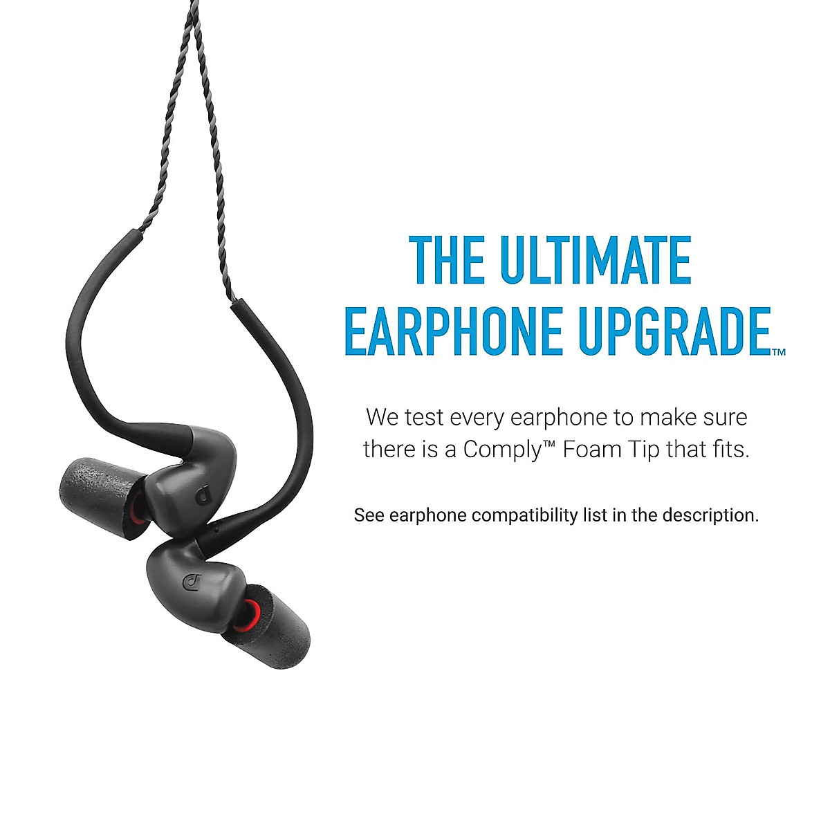 Comply Professional Noise Isolating Earphone Tips for NuForce, ISOtunes PRO, Q-Jays, Etymotic Research, Westone, Shure & More P-Series Memory Foam Replacement Earbud Tips (Medium, 3-pairs)