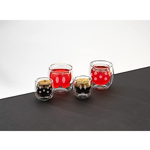JoyJolt Mickey Pants and Minnie Skirt 3D 2oz Espresso Cups. Double Walled Espresso Glasses (2pc) Small Double Wall Glass Coffee Cups. Demitasse Cups, Espresso Measuring Cup or Liqueur Shot Glasses