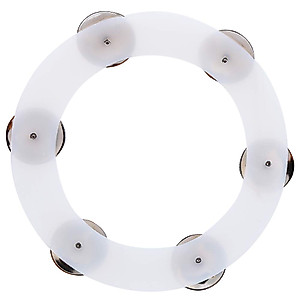 Drum Cymbals Hi Hat Tambourine Stainless Steel and Rubber Hi Hat Tambourine with Two Color for Drum Set Performance(Silver)