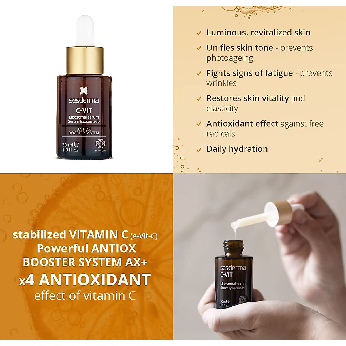 Sesderma | C-Vit Liposomal Serum | Hydrated and Radiant Skin | Antioxidant Serum | First Signs of Ageing | Pigmentation | Vitamin C Serum for Face | Professional Skincare | 30 ml
