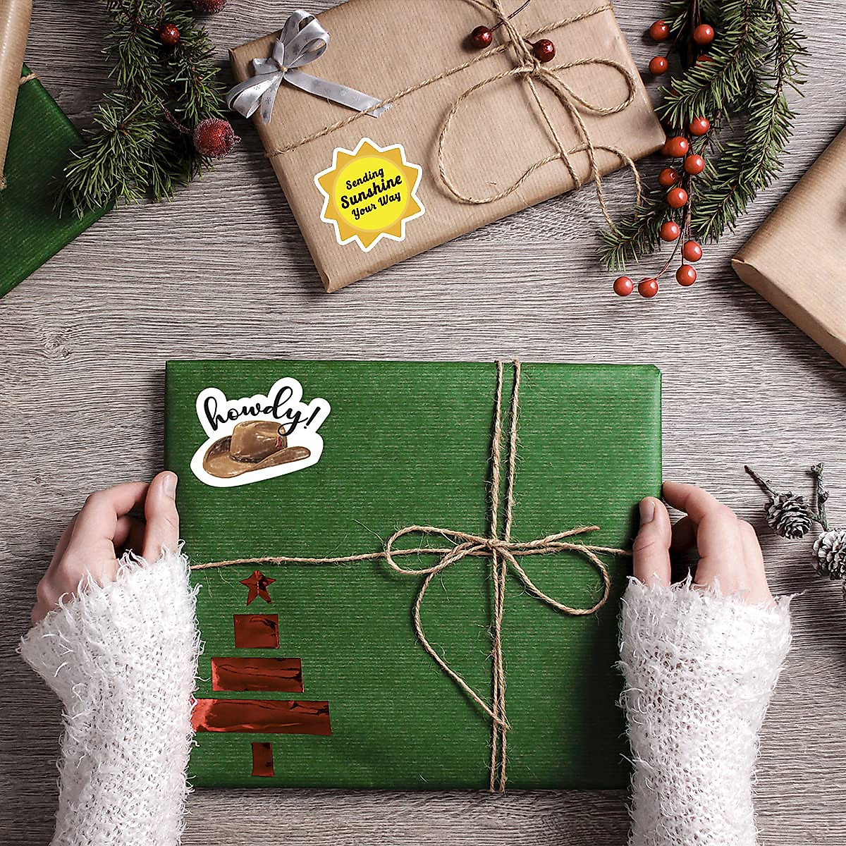 muminglong 1.5 Inch Howdy Sticker, Cowboy Hat Sticker,Thank You Sticker,Small Shop Sticker, Small Business, Handmade Sticker,Packaging Sticker, 500 PCS