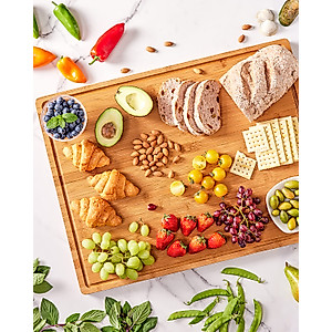 Extra Large Cutting Board for Kitchen, BEZIA 23" x 18" Thick Chopping Butcher Block with Juice Groove, 100% Natural Bamboo Cheese Charcuterie Carving Serving Board Tray for Meat, Fruit, & Snacks